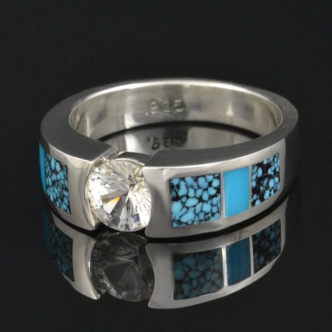 Turquoise Engagement Ring Turquoise Wedding Ring White - Etsy