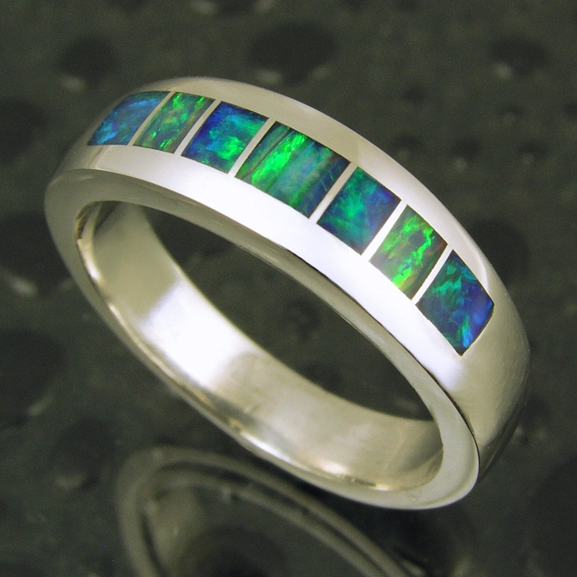 Handmade Australian Opal Ring in Sterling Silver by Mark Hileman - Etsy