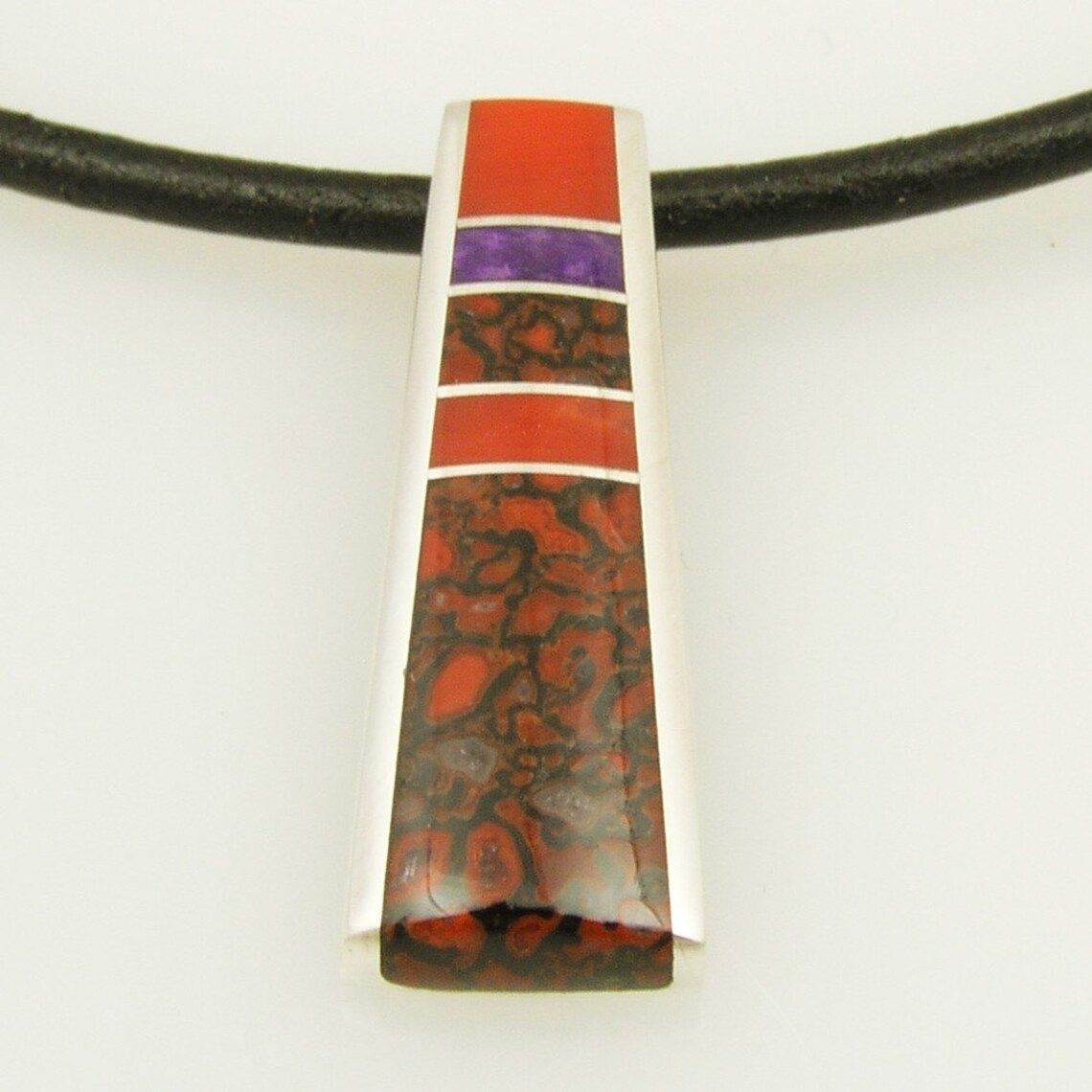 Sterling Silver Pendant Inlaid With Coral Sugilite and Red - Etsy