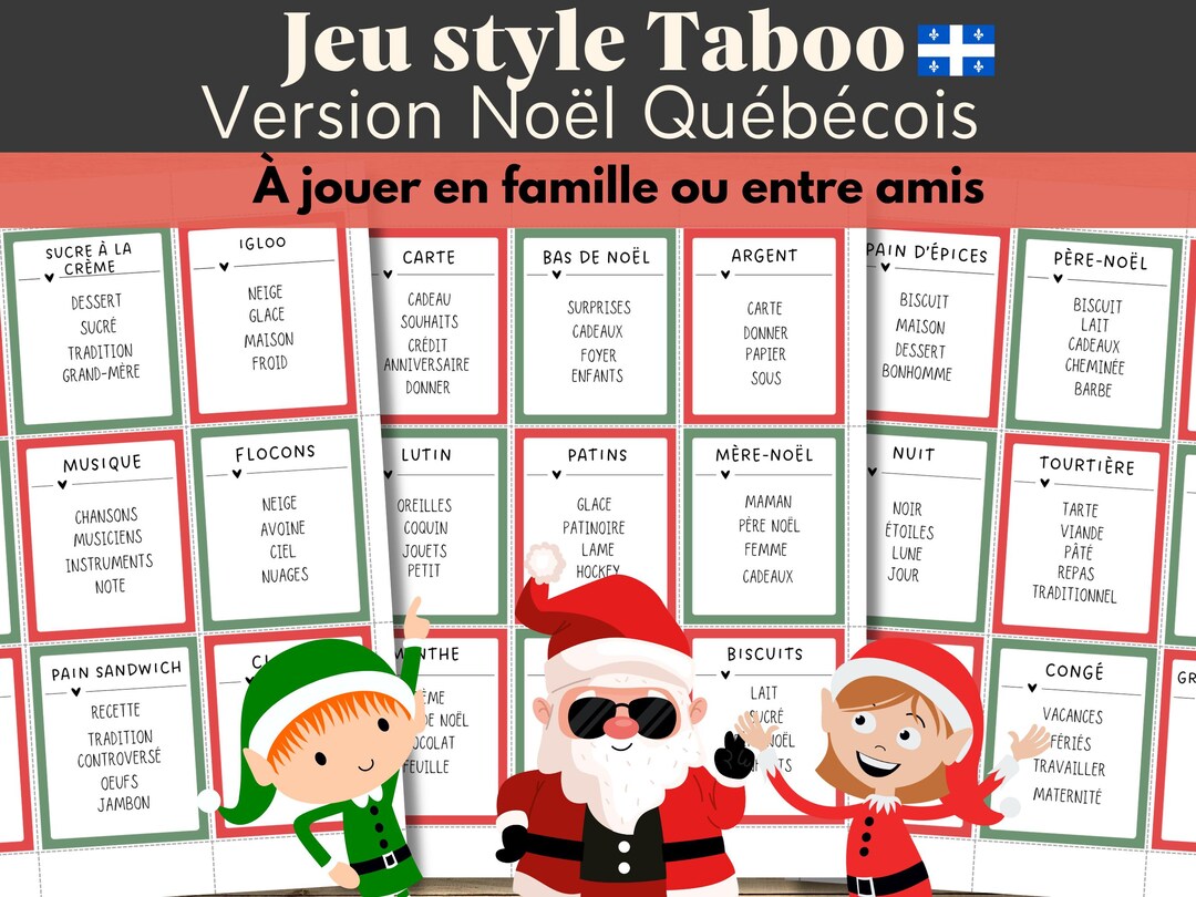 Christmas and New Year's Day Games, in French, Family Party. Taboo ...