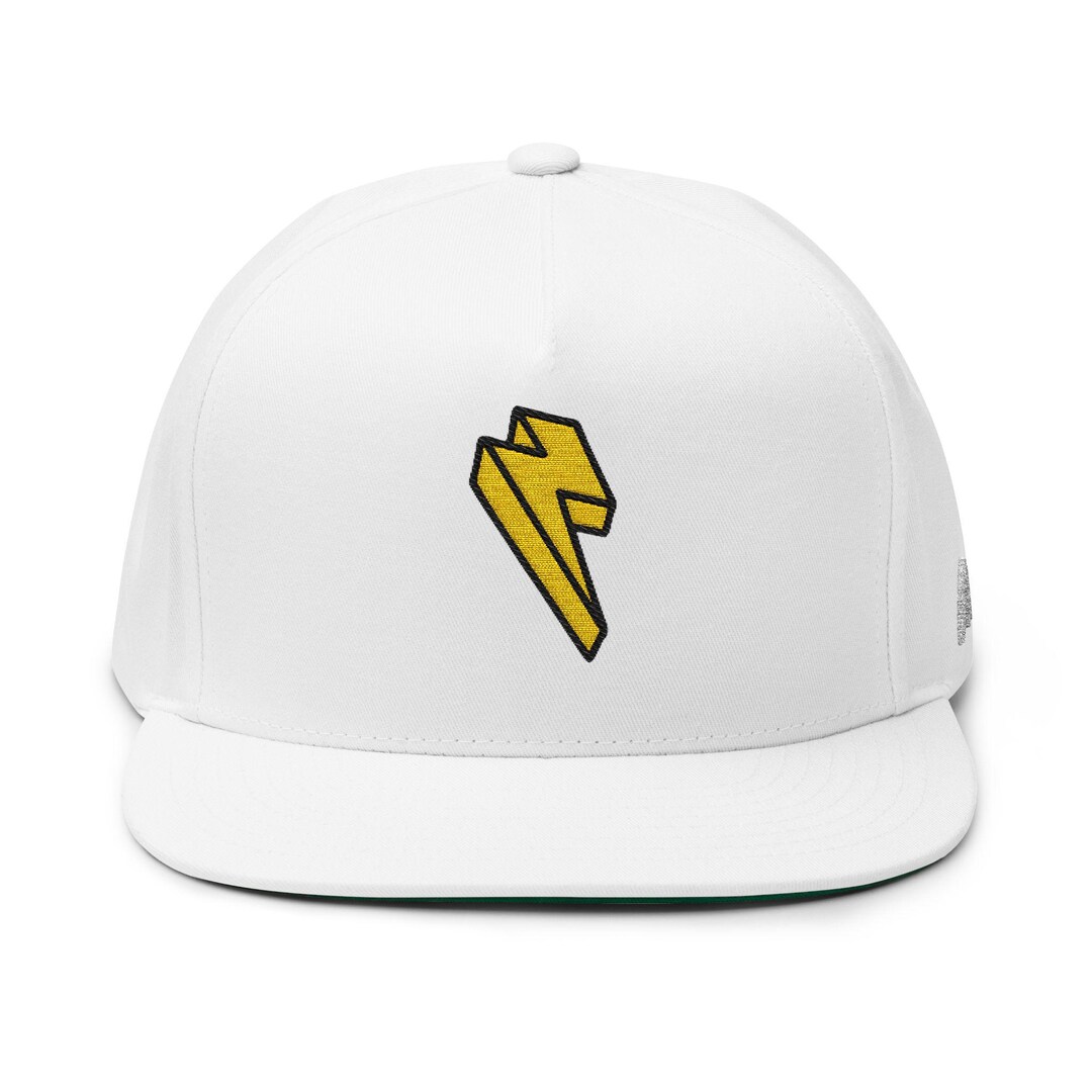 Ink Embroidered Lightning Bolt Flat Bill Cap: 100% Cotton Twill - Etsy