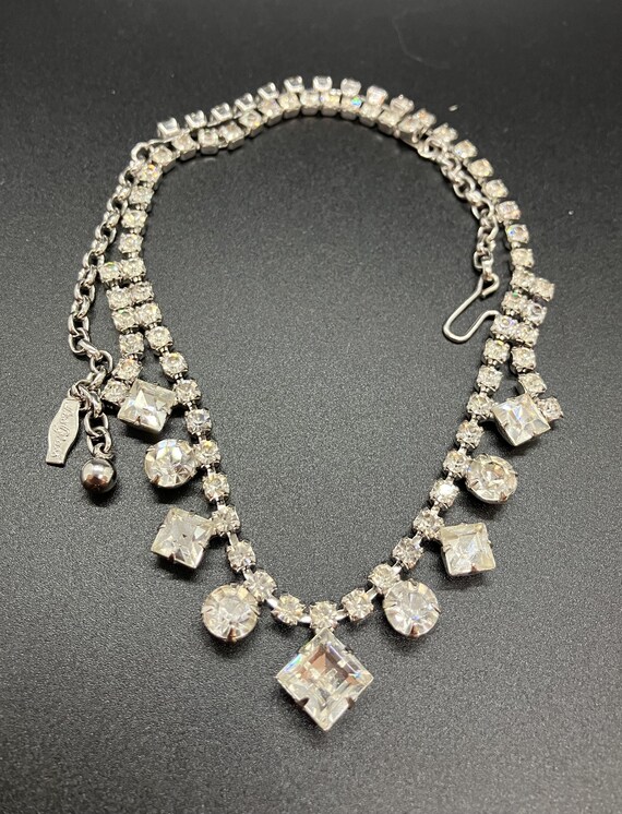 Vintage Leo Glass Sparkling Rhinestone Necklace - Gem