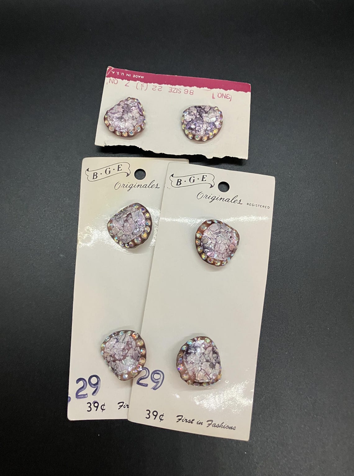 Vintage Pink Confetti and Rhinestone Amorphous Buttons Set of 6 - Etsy