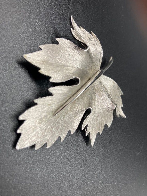 Vintage Boucher Brushed Silver Maple Leaf Brooch - Gem