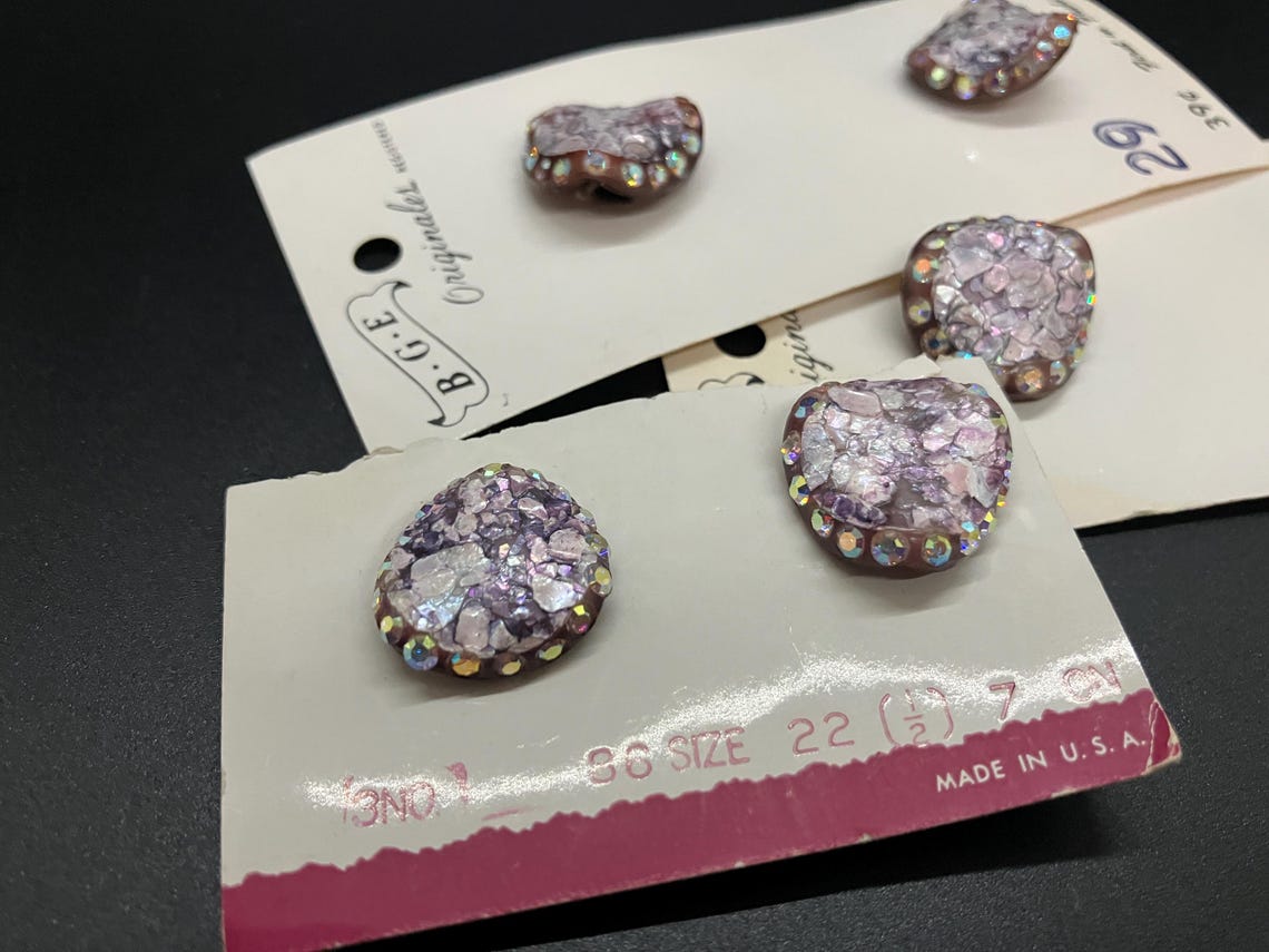 Vintage Pink Confetti and Rhinestone Amorphous Buttons Set of 6 - Etsy