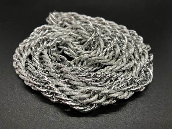 Vintage Duel Texture Twisted Silver Chain Western Ger… - Gem