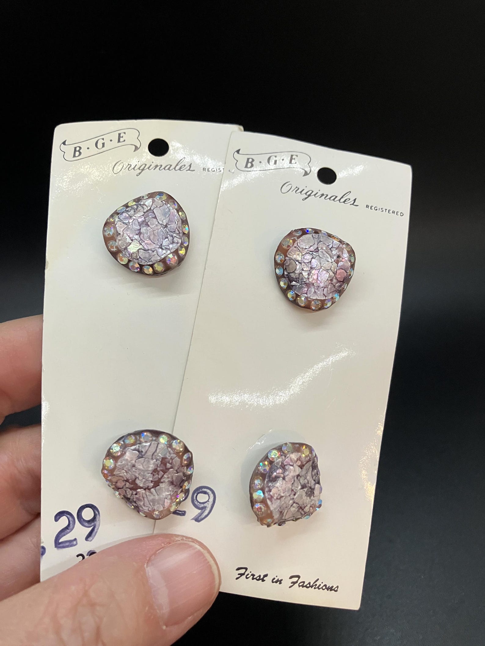 Vintage Pink Confetti and Rhinestone Amorphous Buttons Set of 6 - Etsy