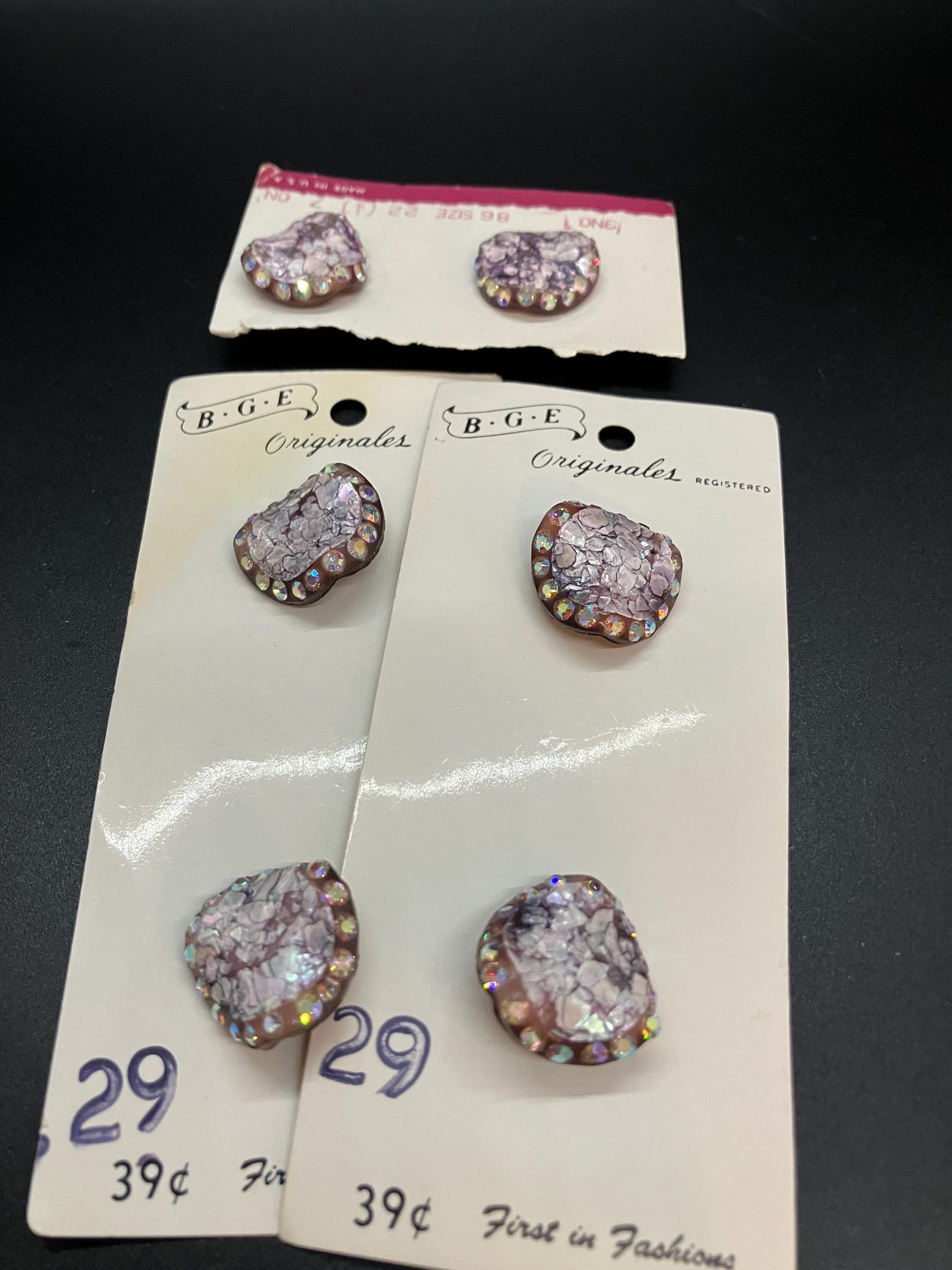 Vintage Pink Confetti and Rhinestone Amorphous Buttons Set of 6 - Etsy