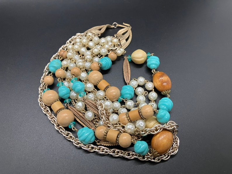 Vintage Arthur Pepper Turquoise Faux Pearl 7 Strand Necklace - Etsy