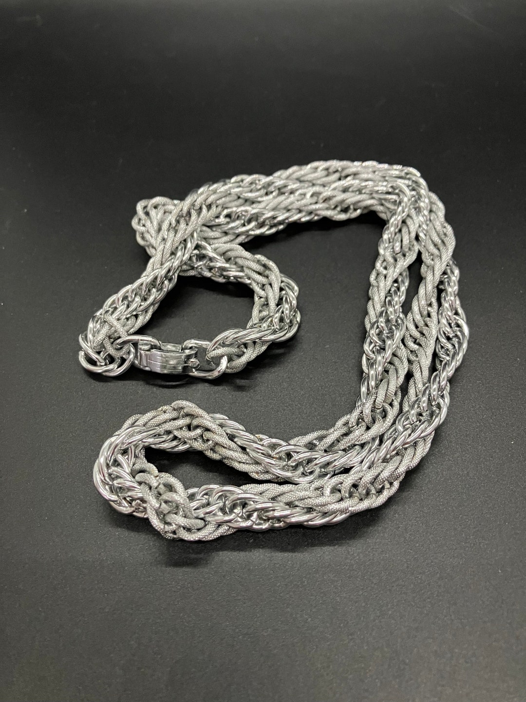 Vintage Duel Texture Twisted Silver Chain Western Germany - Etsy