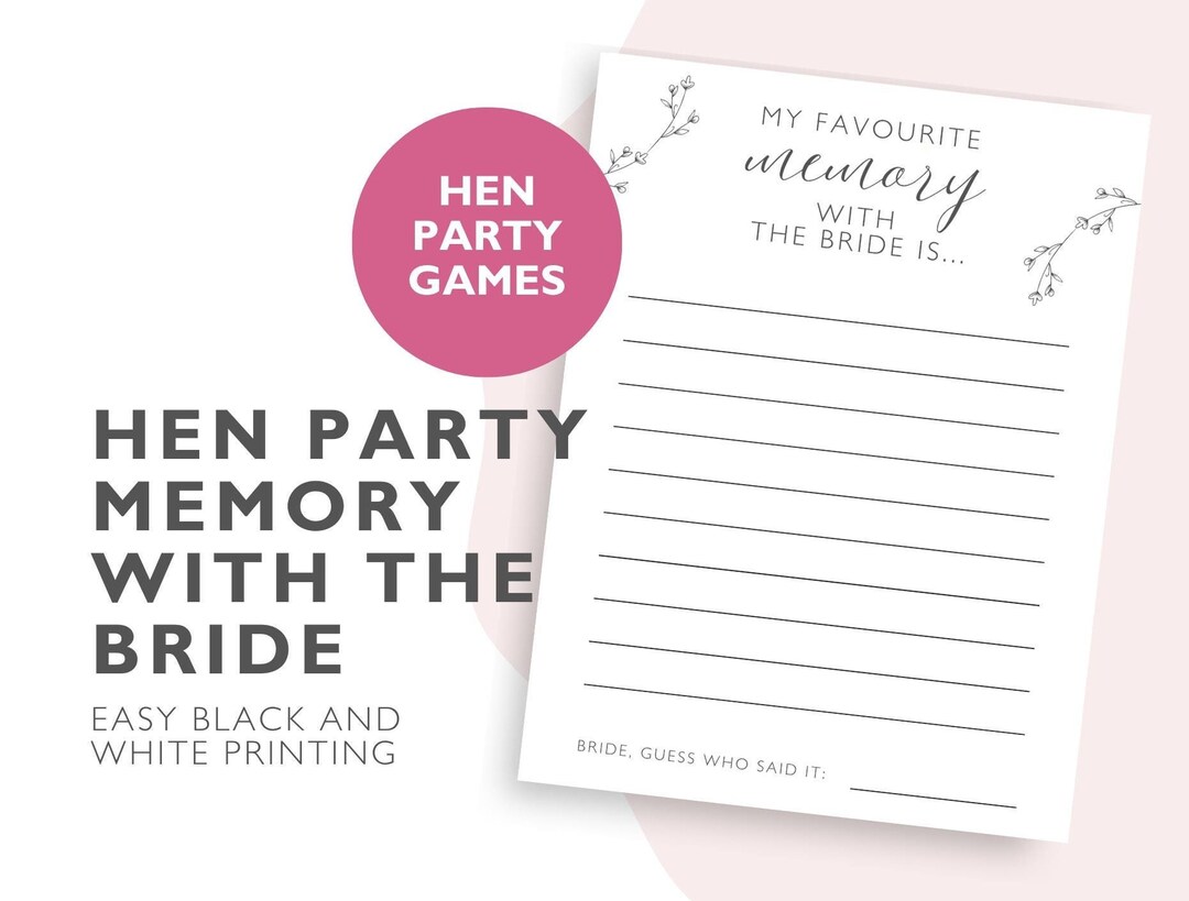 My Favourite Memory With the Bride... – Hen Do Game, Hen Do, Hen Party ...
