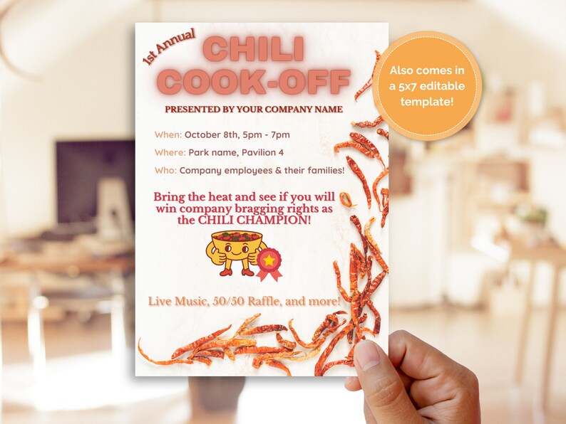 Editable Chili Cook-off Flyer Template Easy Corjl Download - Etsy