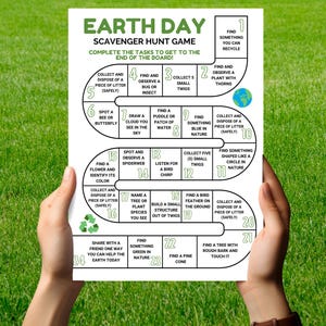 Earth Day Scavenger Hunt for Kids, Printable Earth Day Scavenger Hunt ...