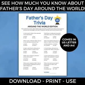 Father's Day Trivia Game, Father's Day Cookout Activity, Father's Day ...