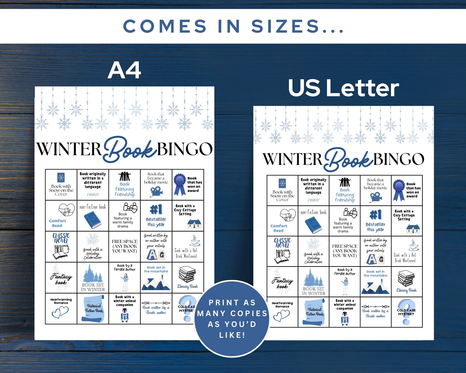 Printable Winter Book Bingo | Winter Book Tracker | Book Club Game ...