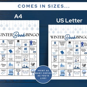 Printable Winter Book Bingo | Winter Book Tracker | Book Club Game ...