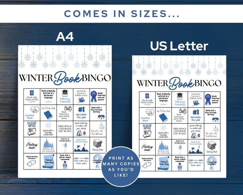 Printable Winter Book Bingo | Winter Book Tracker | Book Club Game ...