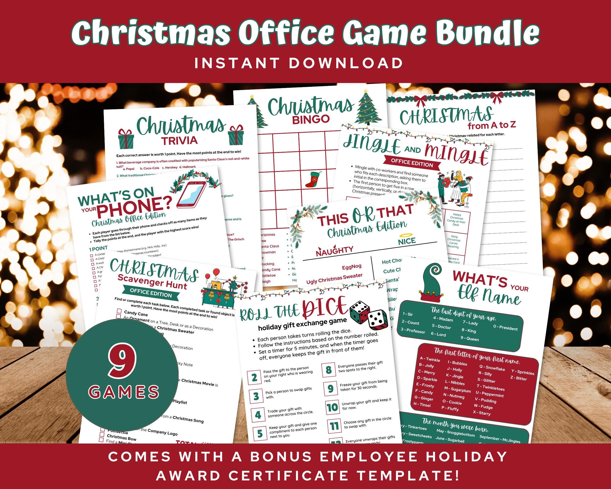 Printable Office Christmas Game Bundle | Christmas Employee Games ...