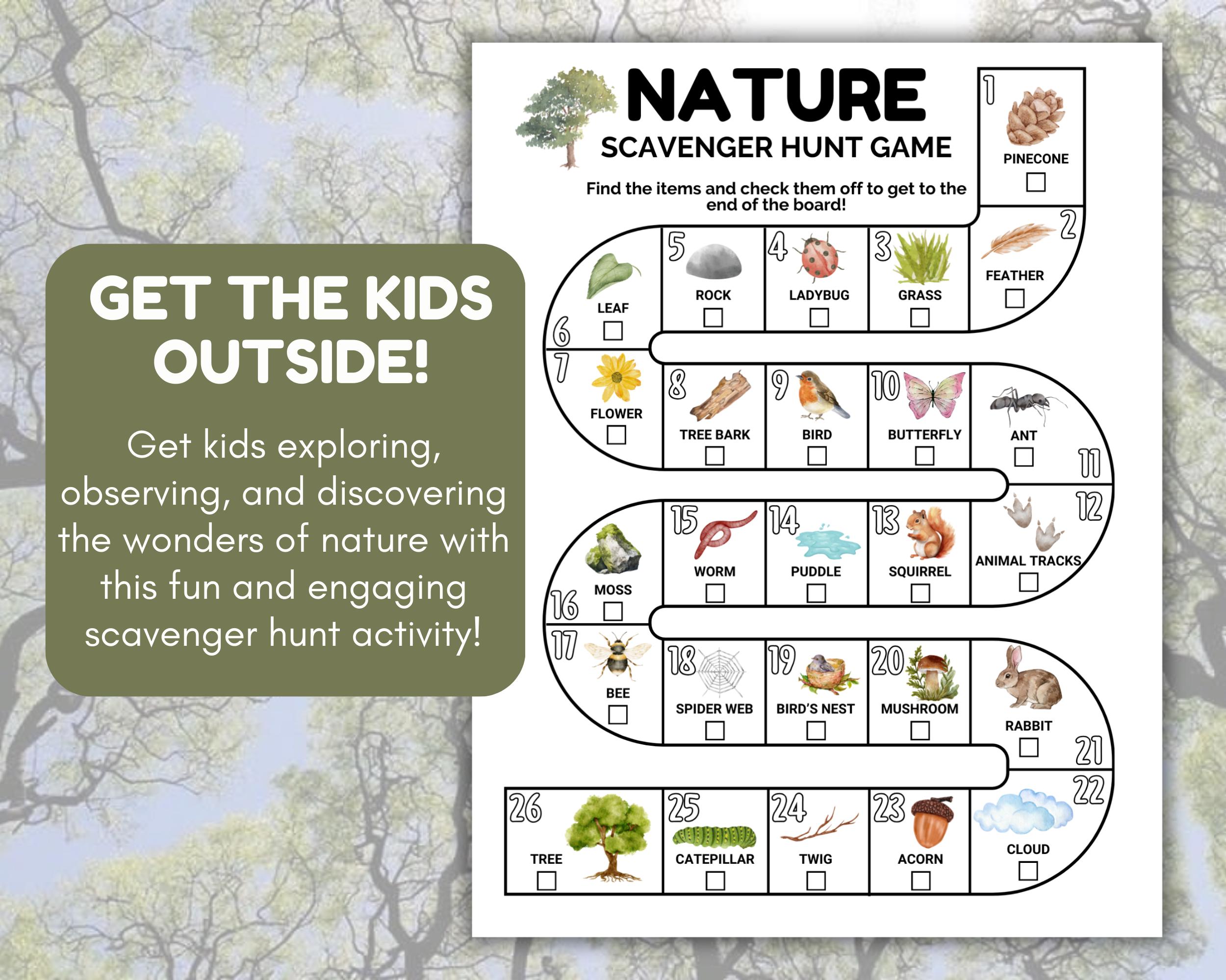Nature Scavenger Hunt for Kids, Nature Walk Scavenger Hunt, Outdoor ...