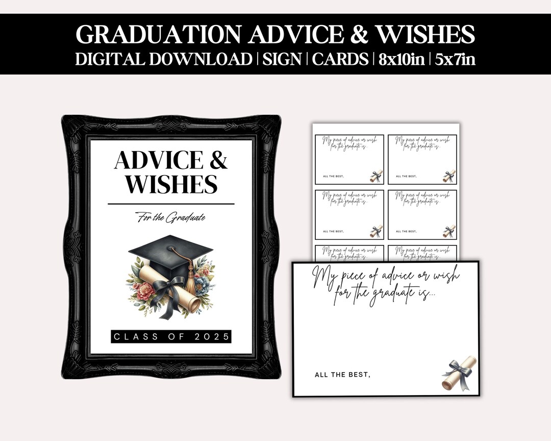 Graduation Advice and Wishes Sign, Graduation Advice and Wishes Cards ...