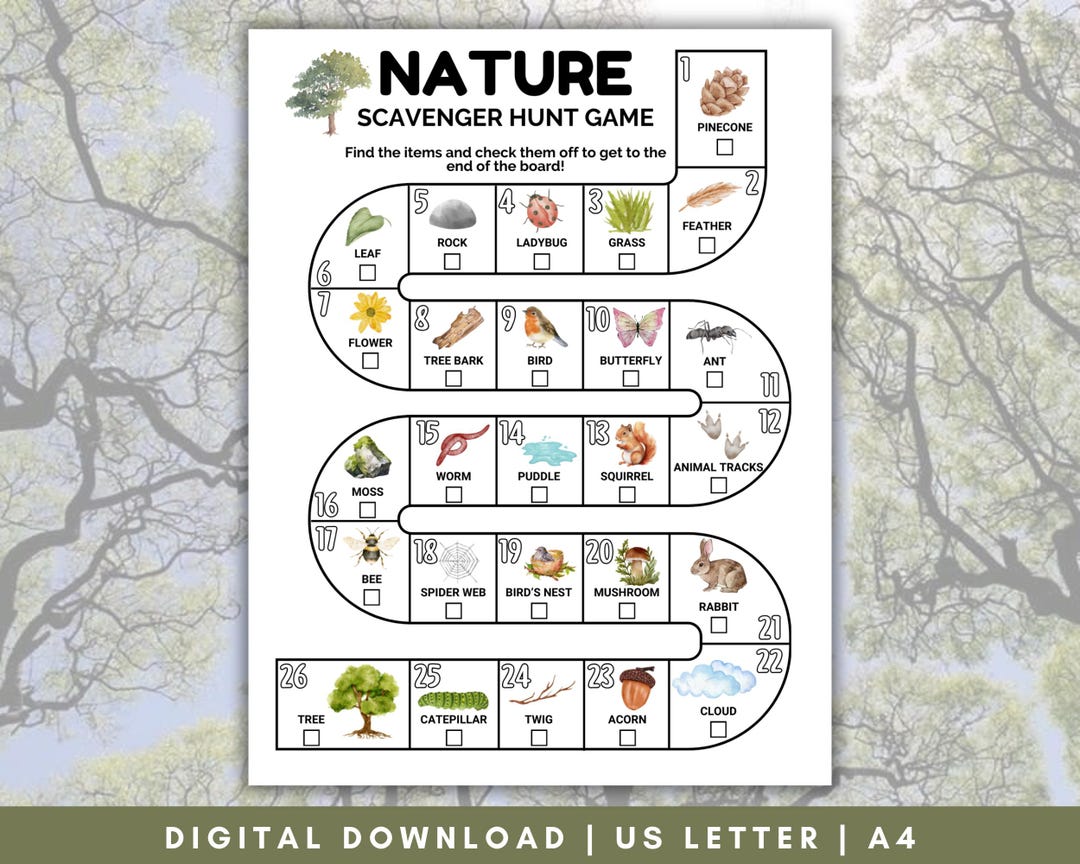 Nature Scavenger Hunt for Kids, Nature Walk Scavenger Hunt, Outdoor ...