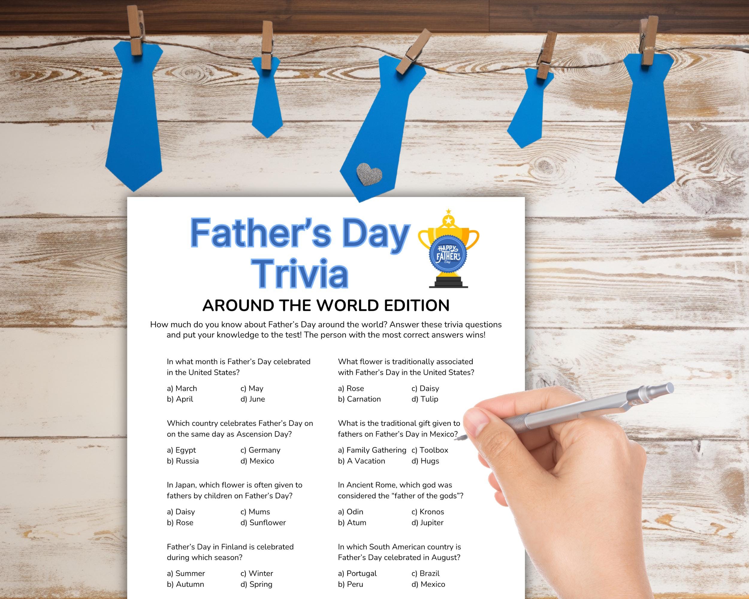 Father's Day Trivia Game, Father's Day Cookout Activity, Father's Day ...
