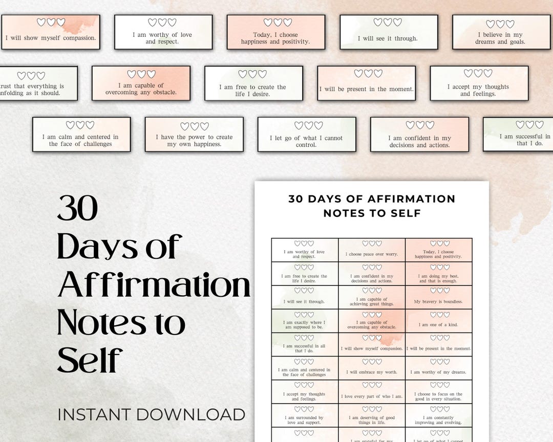 30 Days of Affirmation Notes to Self | Daily Affirmation Notes ...