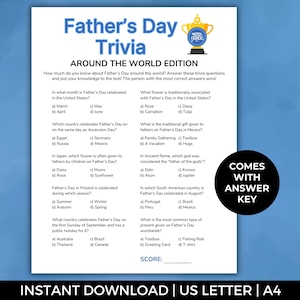 Father's Day Trivia Game, Father's Day Cookout Activity, Father's Day ...