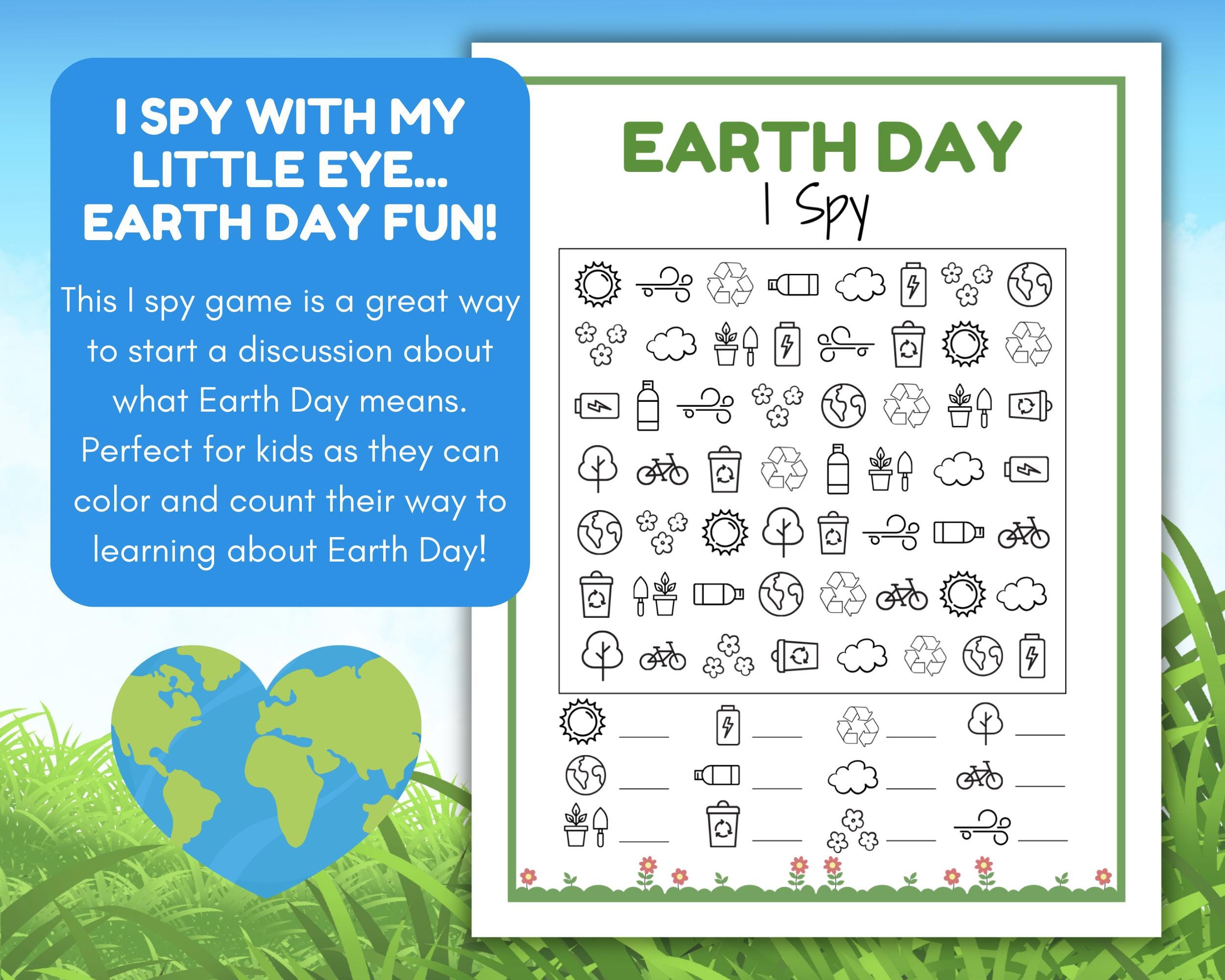 Earth Day I Spy for Kids, Printable Earth Day I Spy, Earth Day ...