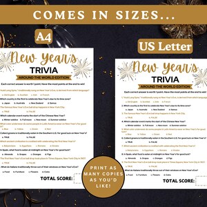 Printable New Year's Trivia and Answers | New Year's Trivia - Around ...