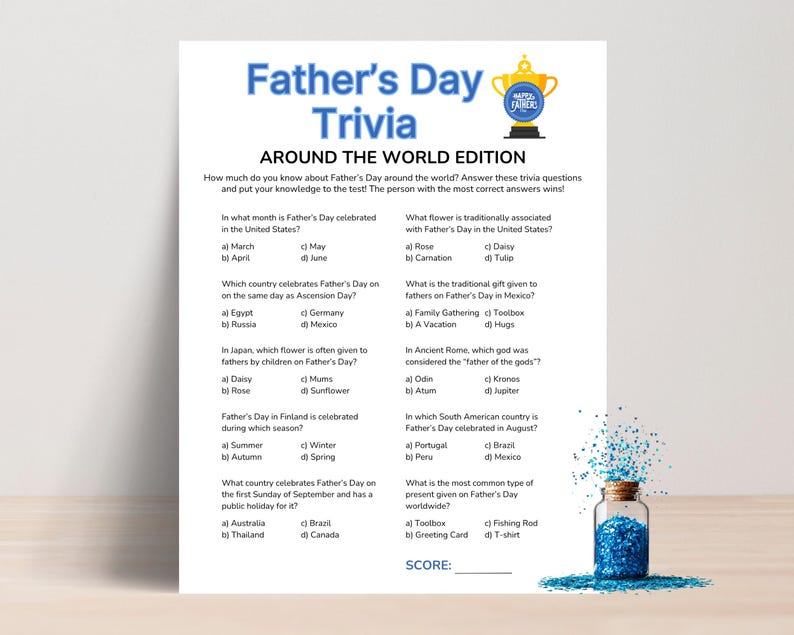 Father's Day Trivia Game, Father's Day Cookout Activity, Father's Day ...