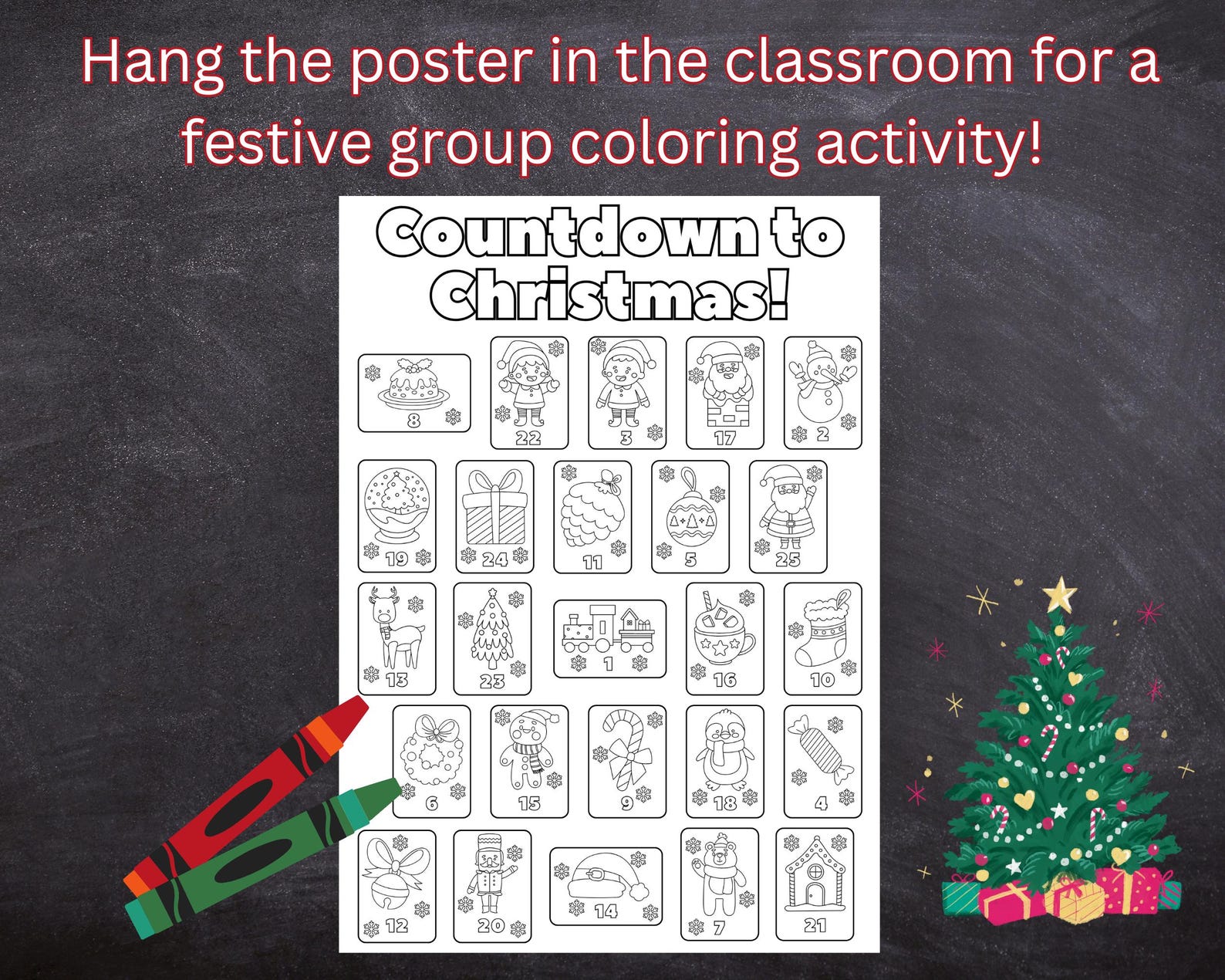 Christmas Countdown Coloring Poster | Printable Christmas Countdown ...
