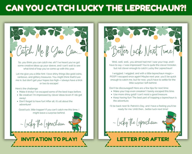 Leprechaun Trap Letters, Printable Leprechaun Letters, Leprechaun Notes ...