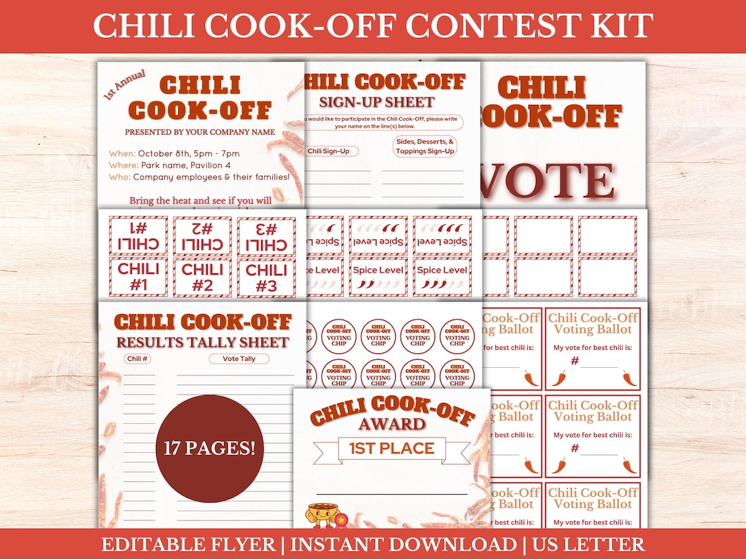 Chili Cook-off Contest Kit | Editable Chili Cook-off Flyer Template ...