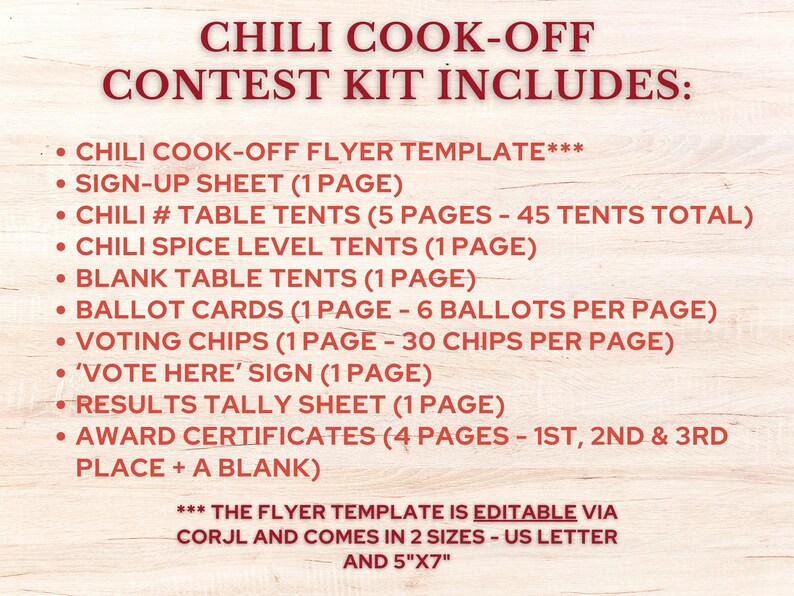 Chili Cook-off Contest Kit | Editable Chili Cook-off Flyer Template ...