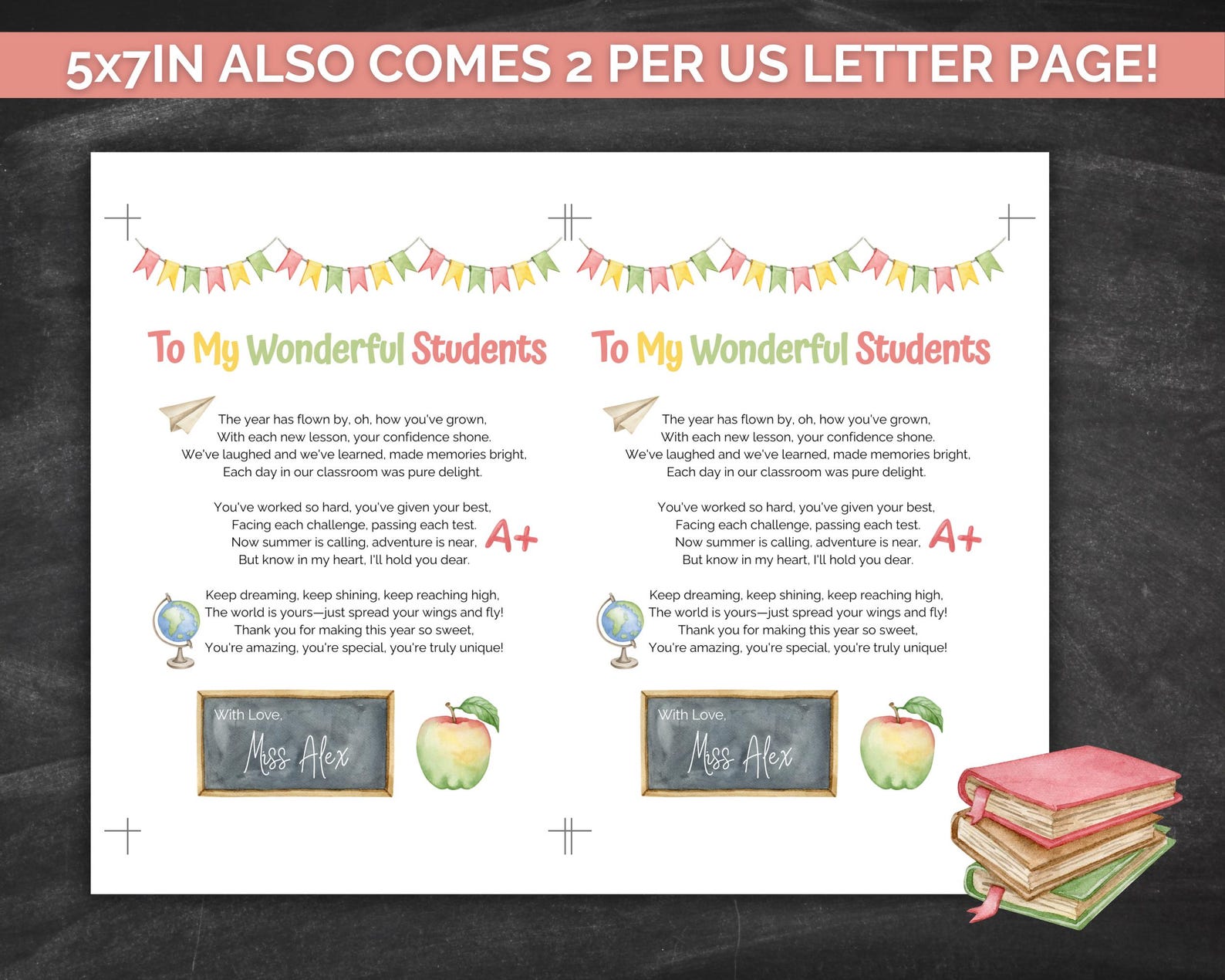 Editable End of School Year Poem, End of Year Gift for Students, Gift ...