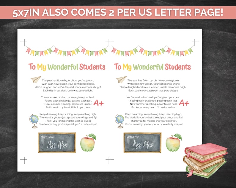 Editable End of School Year Poem, End of Year Gift for Students, Gift ...