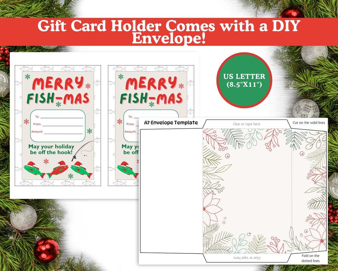 Merry Fish-mas Printable Gift Card Holder and DIY Envelope | Printable ...