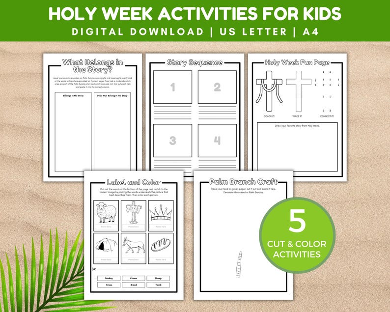 Holy Week Activities for Kids, Printable Holy Week Activities, Sunday ...