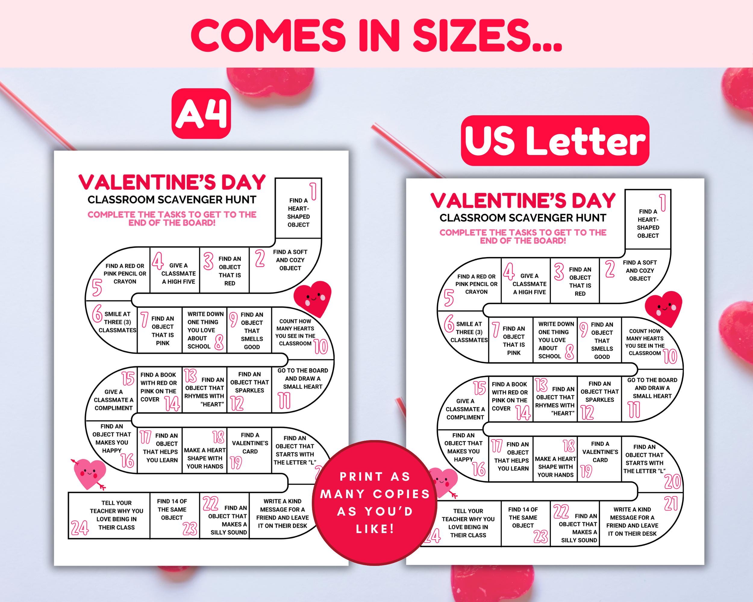 Valentine's Day Classroom Scavenger Hunt, Valentine's Day Activity for ...