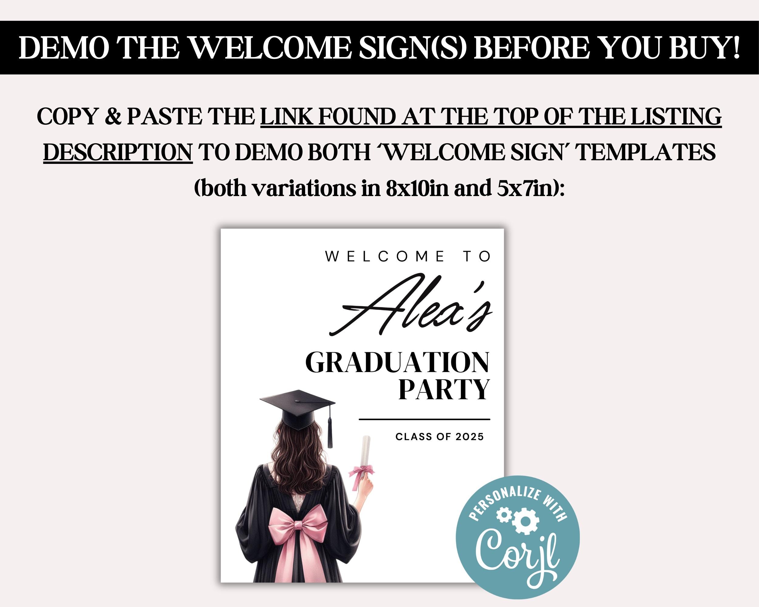 Graduation Party Sign Bundle, Editable Graduation Welcome Sign ...