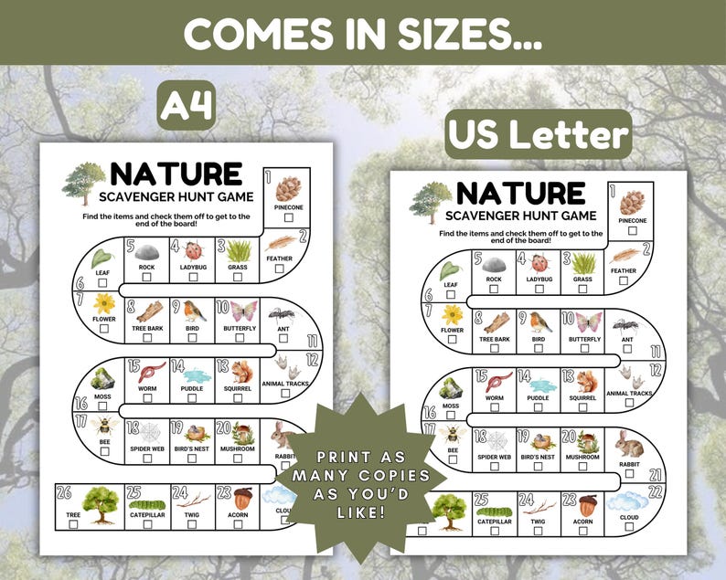 Nature Scavenger Hunt for Kids, Nature Walk Scavenger Hunt, Outdoor ...