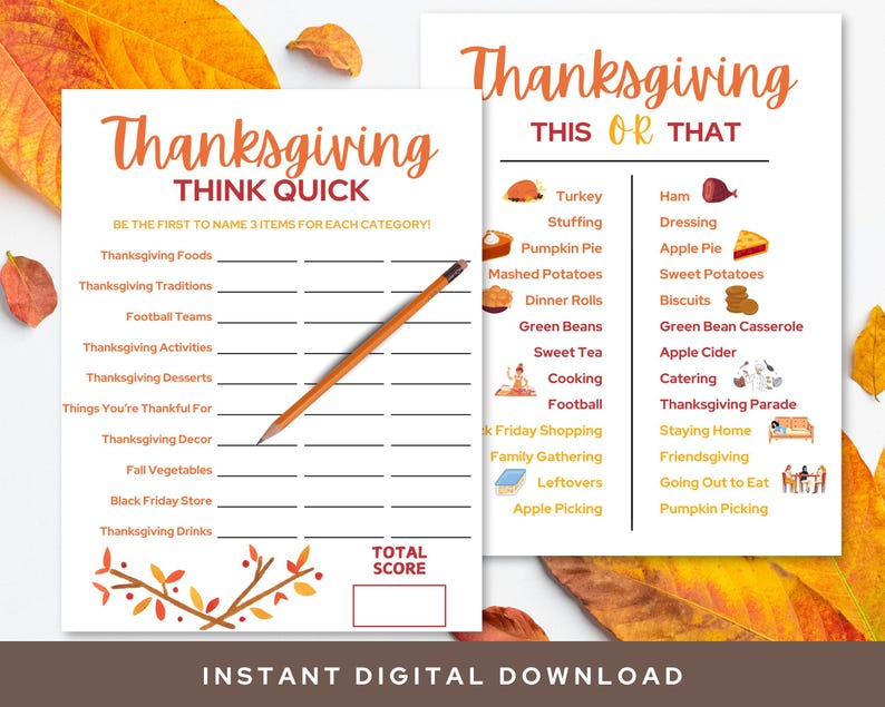 Thanksgiving Printable Game Bundle | Thanksgiving Game Night for Family ...