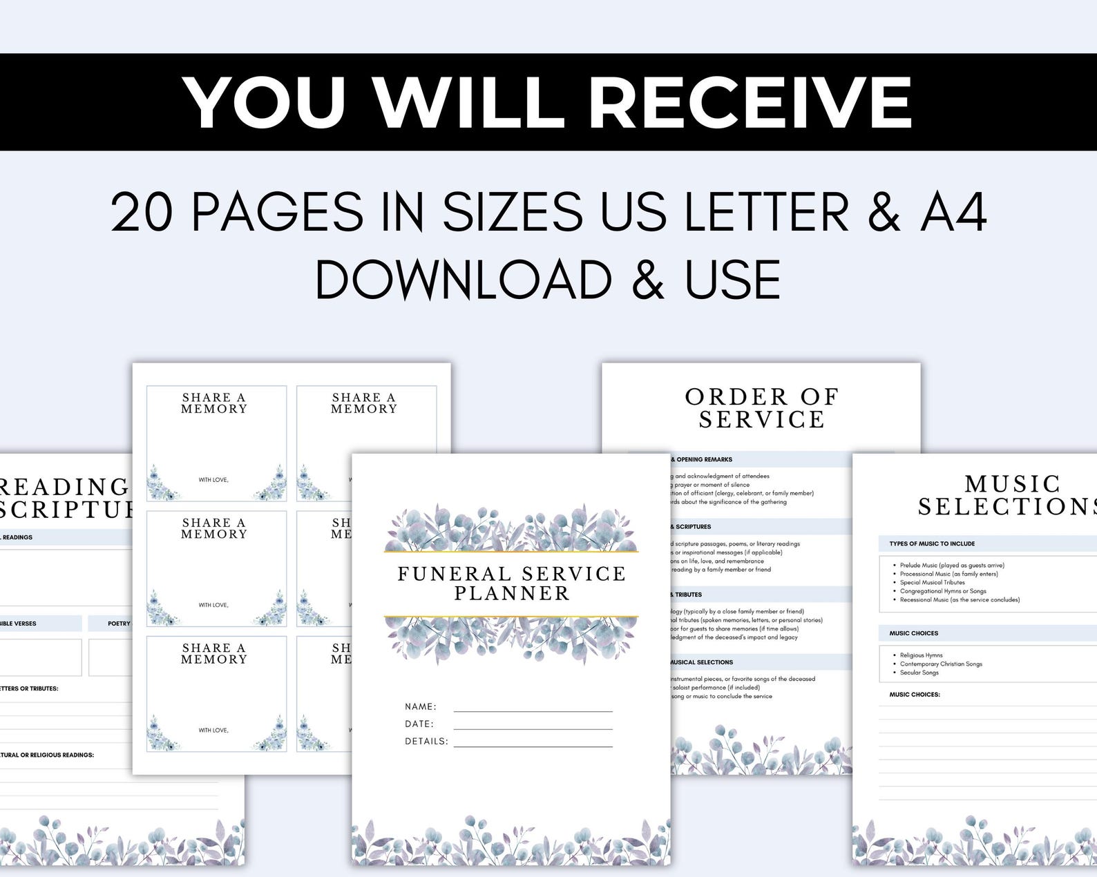 Printable Funeral Service Planner, Celebration of Life Planner, Funeral ...