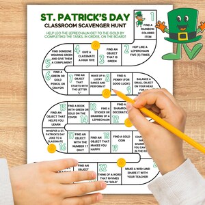 St Patrick's Day Classroom Scavenger Hunt, Printable St Patrick's Day ...
