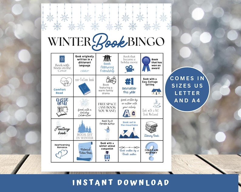 Printable Winter Book Bingo | Winter Book Tracker | Book Club Game ...