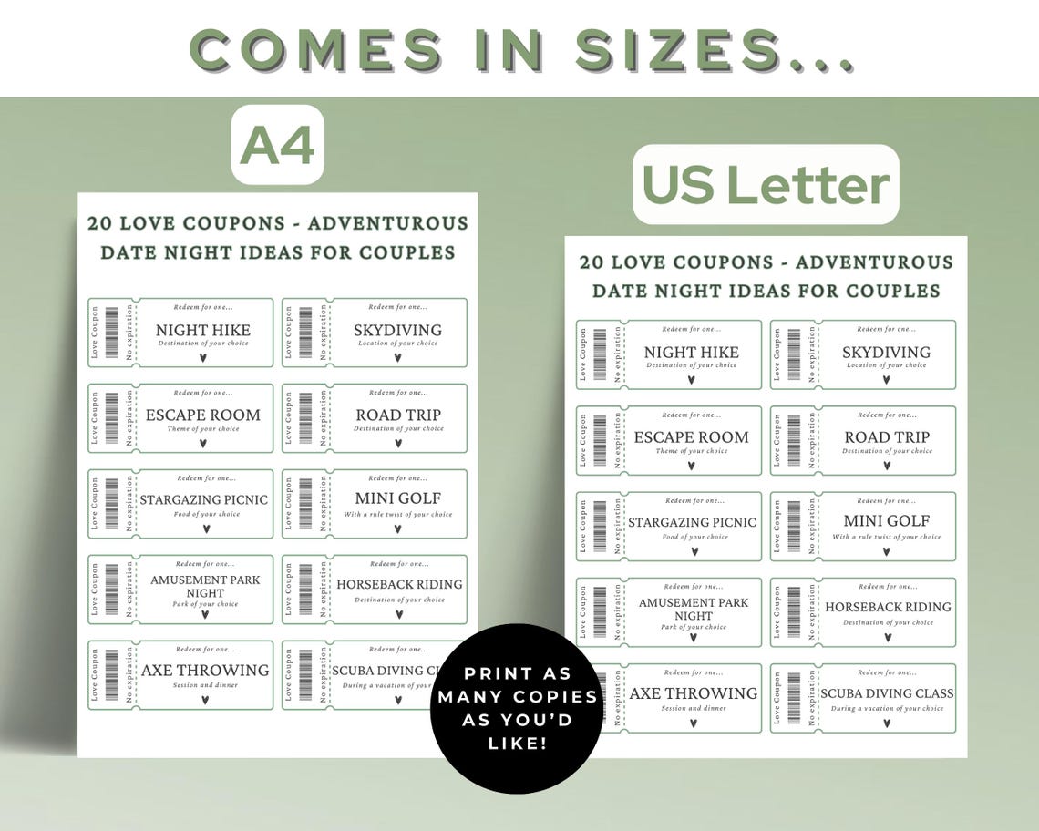 20 Printable Love Coupons for Adventurous Couples | Editable Love ...