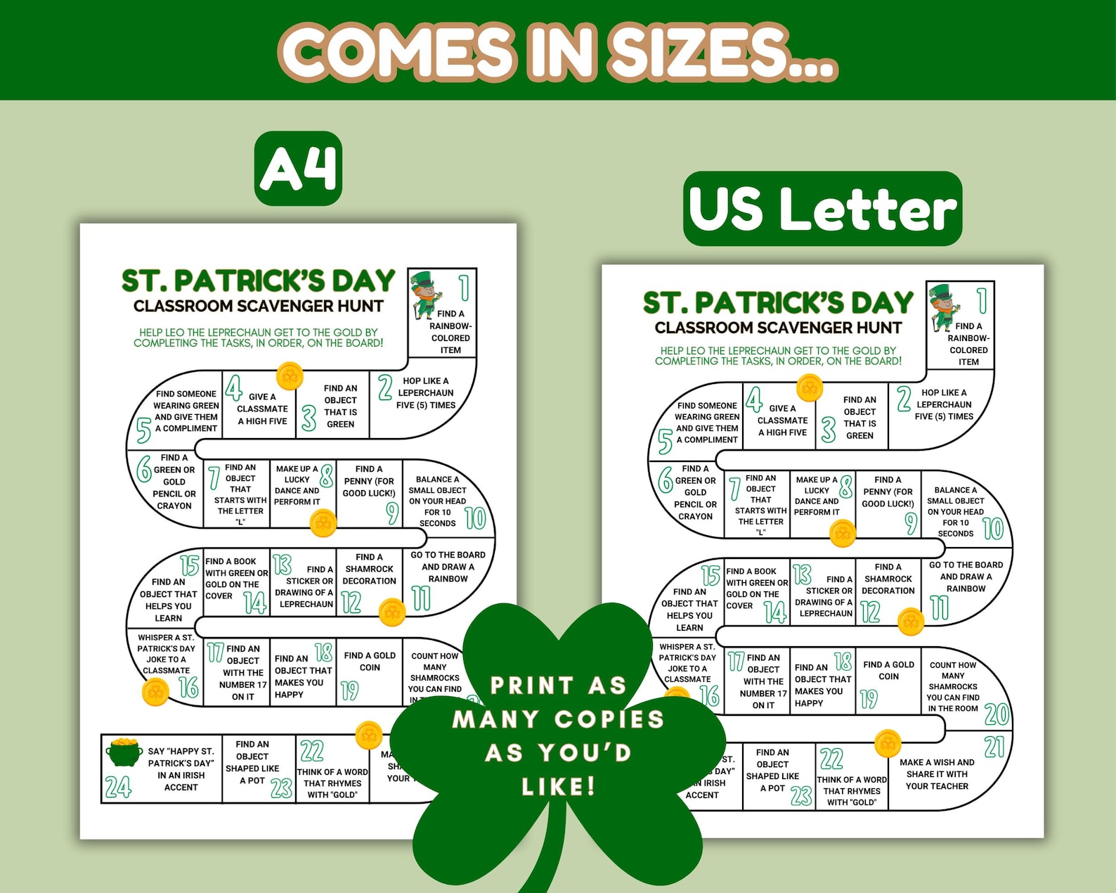 St Patrick's Day Classroom Scavenger Hunt, Printable St Patrick's Day ...