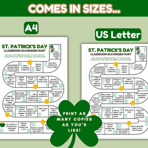 St Patrick's Day Classroom Scavenger Hunt, Printable St Patrick's Day ...
