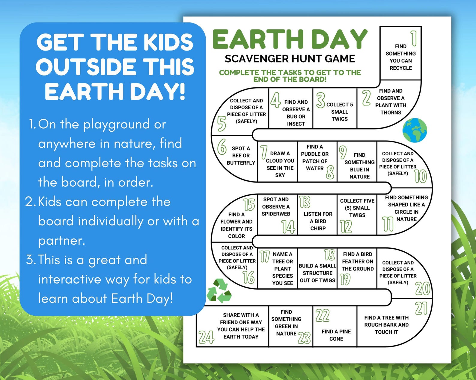 Earth Day Scavenger Hunt for Kids, Printable Earth Day Scavenger Hunt ...
